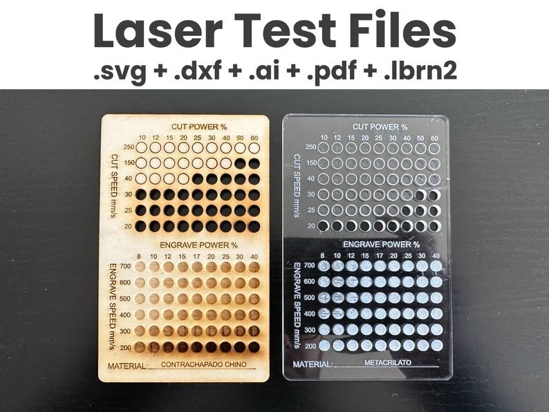 Laser Test Files | Cut & Engrave Test | CO2 - Diode Lasers | Grid Test ...